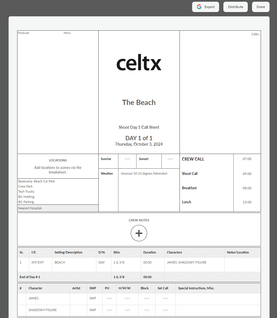 How to Make a Call Sheet: A Step-by-Step Guide - Celtx Blog